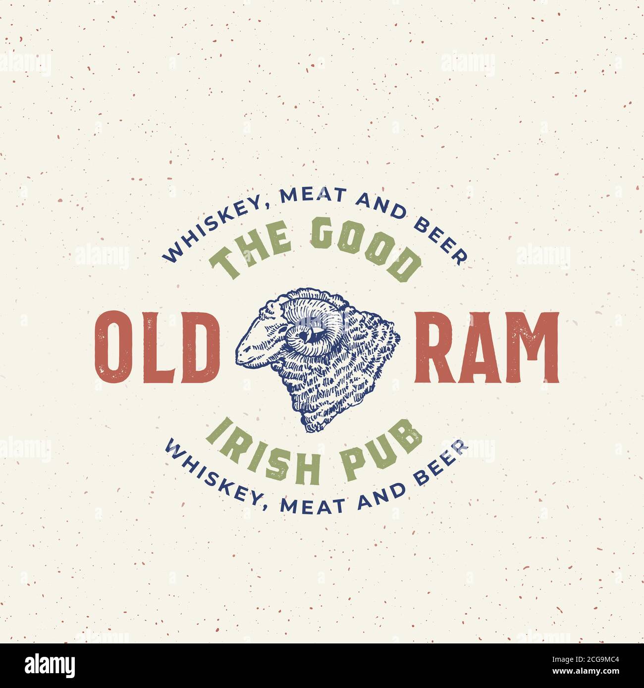 Good Old Ram Irish Pub Abstract Vector Sign, Symbol or Logo Template ...