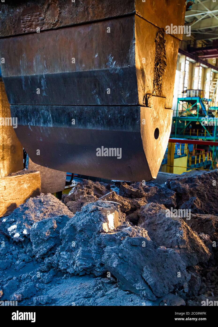 Titanium metal sponge crusher. Titanium metallurgy plant. Close-up ...