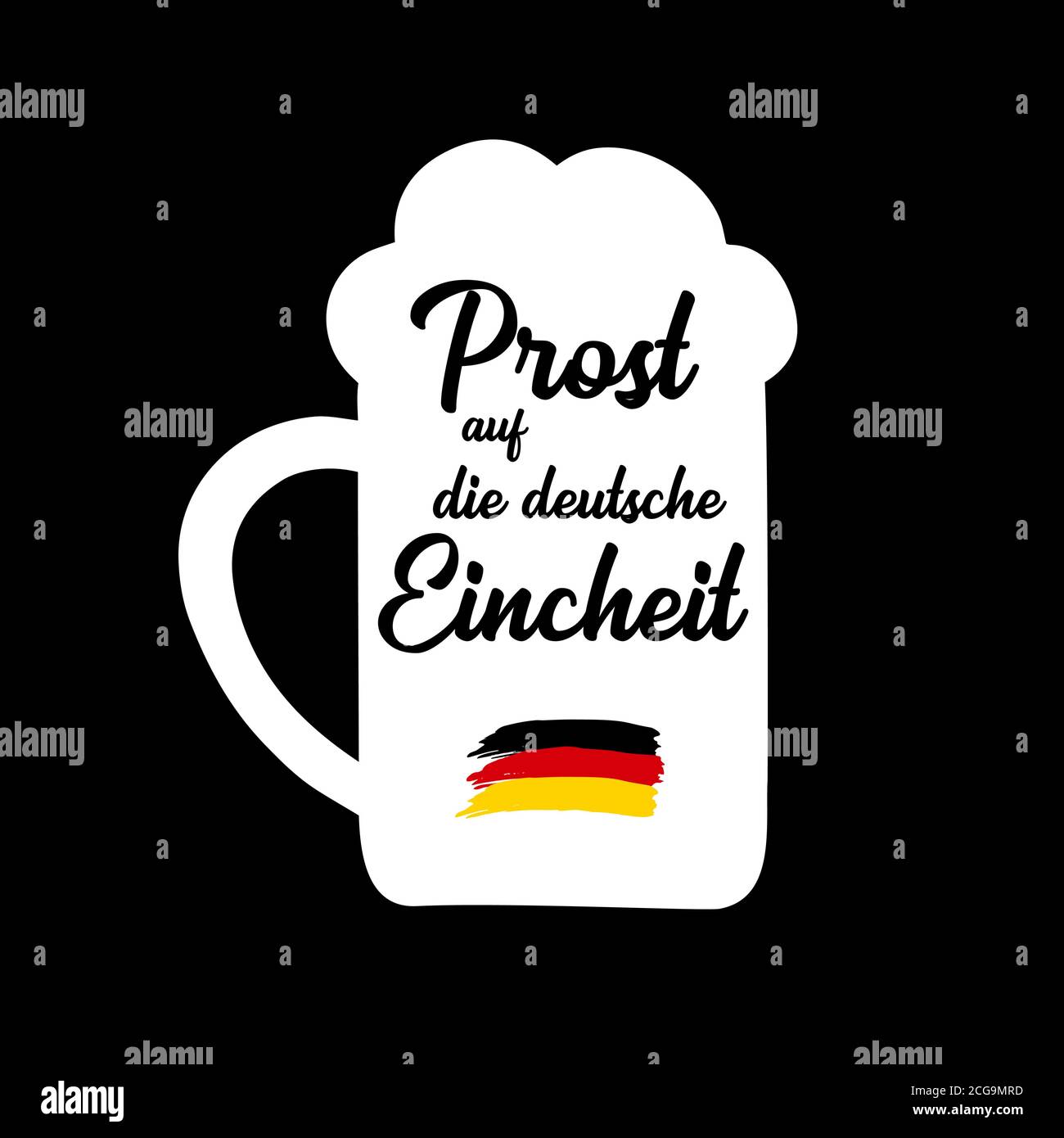 Hand sketched Beer Mug with Prost auf die deutsche Eincheit quote in ...