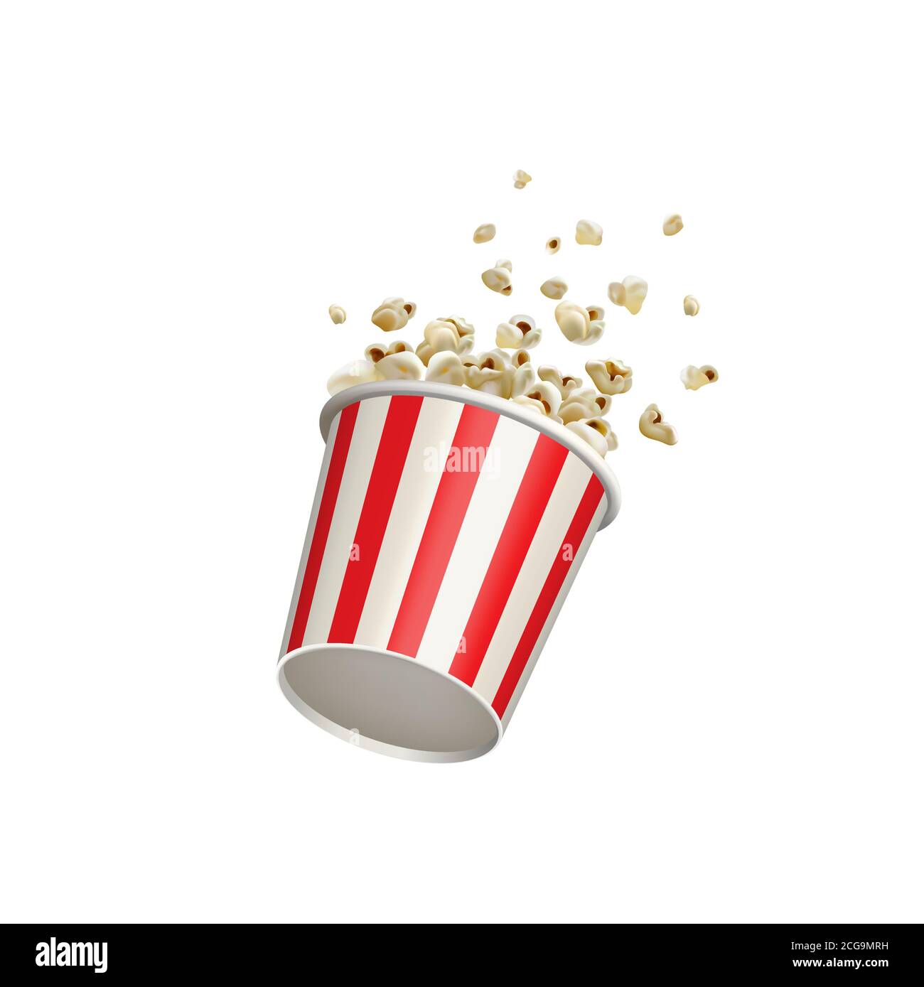 Popcorn splash movie round bucket cup. Realistic vector cinema pop corn ...