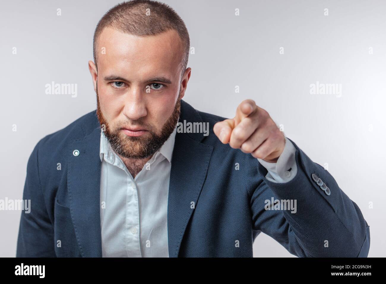 Serious Employer Chief man in formal suit hires you for the job by ...