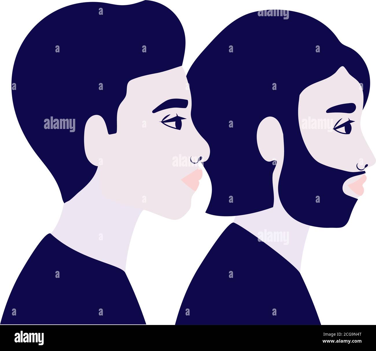 men cartoons in side view in blue color vector design Stock Vector ...