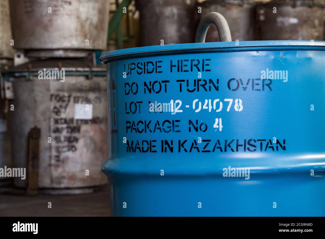 Titanium metallurgy plant warehouse. Metal titanium sponge in storage ...