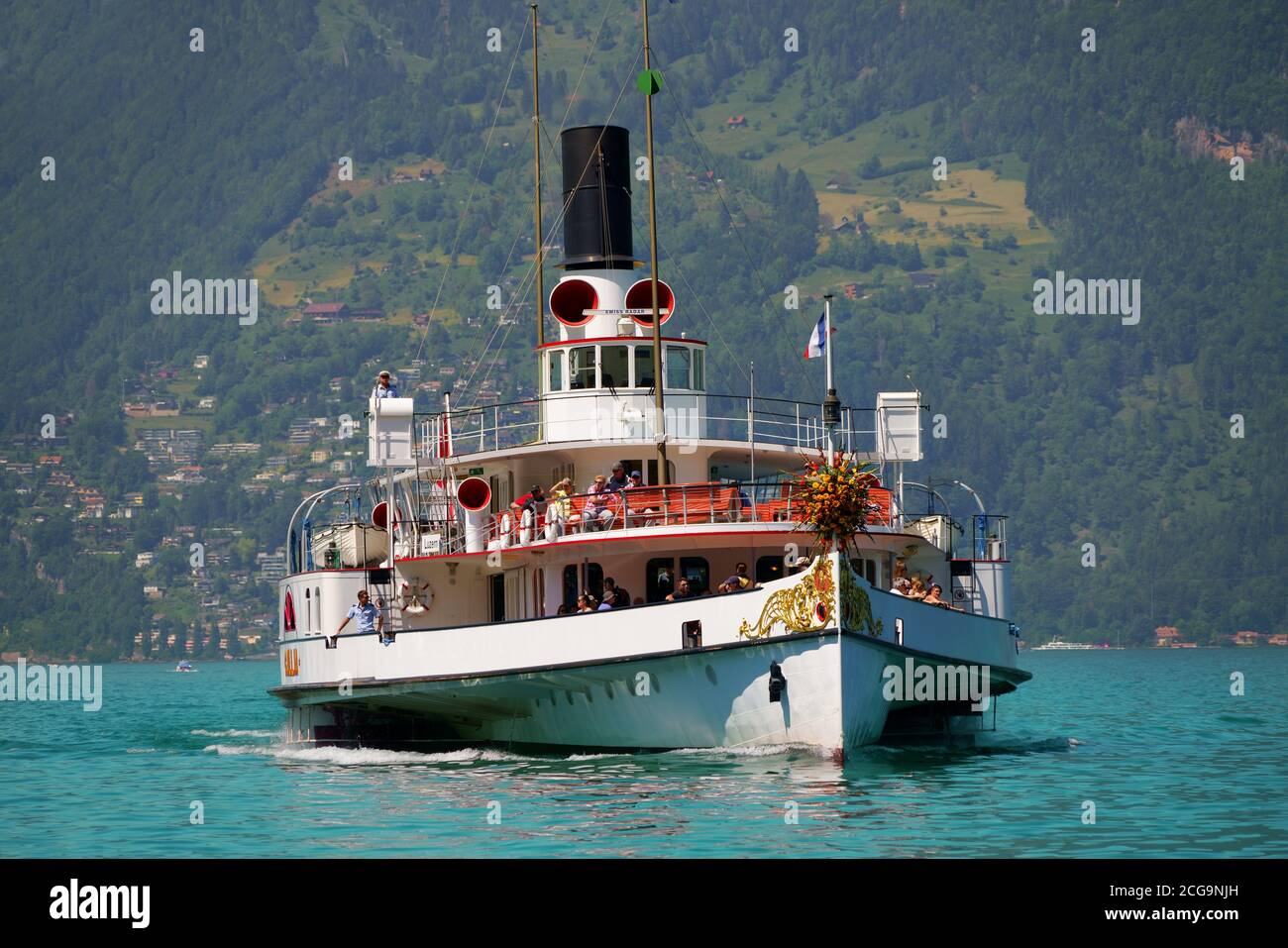LAKE LUCERNE, SWITZERLAND - JUNE 02, 2019: Historic paddle steamer ...