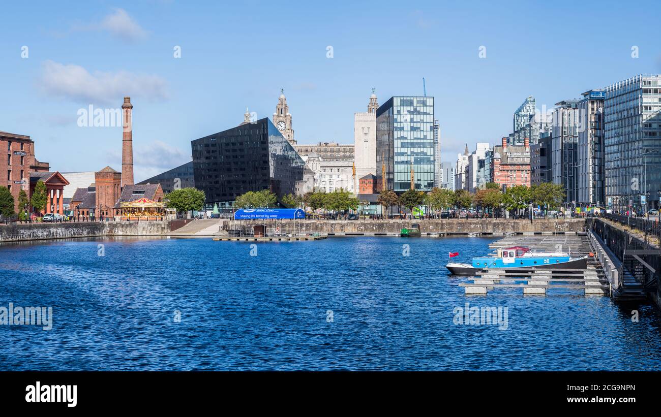 Multi image panorama of the Salthouse Dock in Liverpool seen in ...