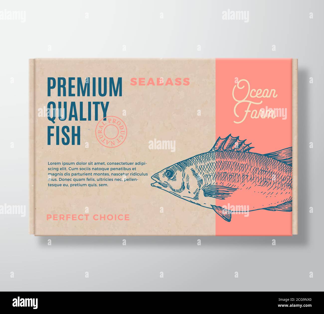 Premium Quality Fish Realistic Cardboard Box. Abstract Vector Packaging ...