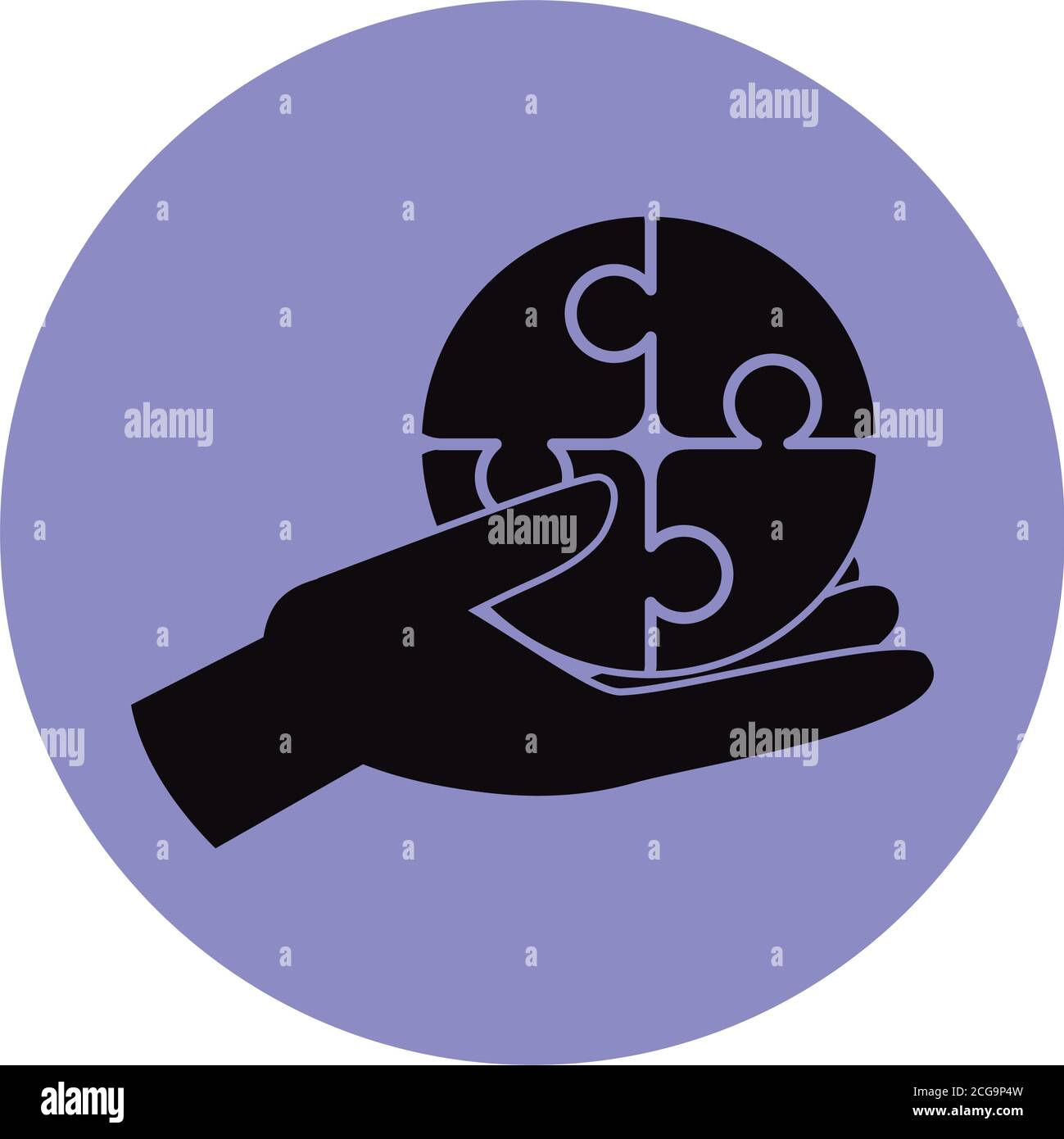 together, hand with pieces puzzles pictogram, block silhouette icon ...