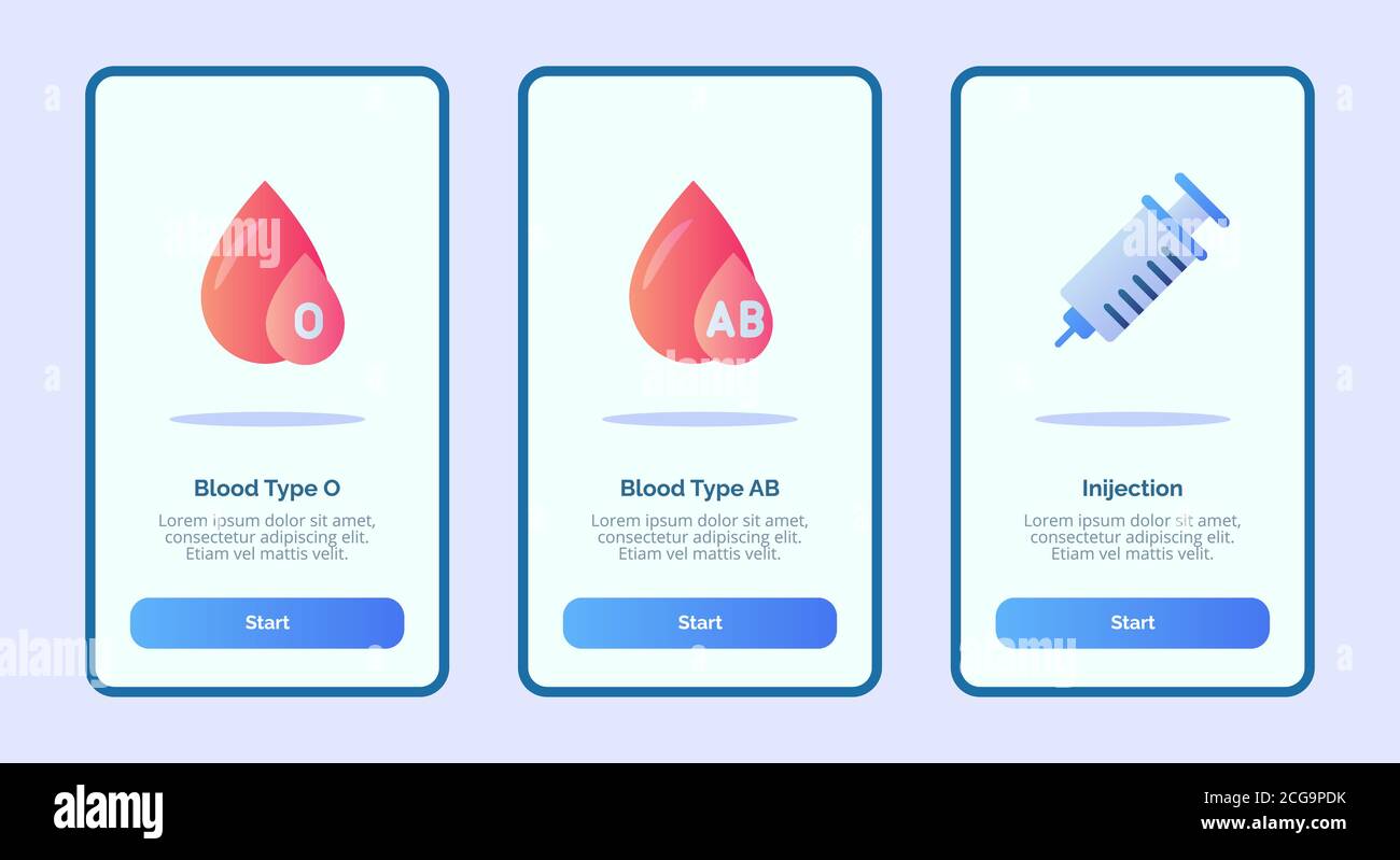 Medical icon blood type O blood type AB Injection for mobile apps ...