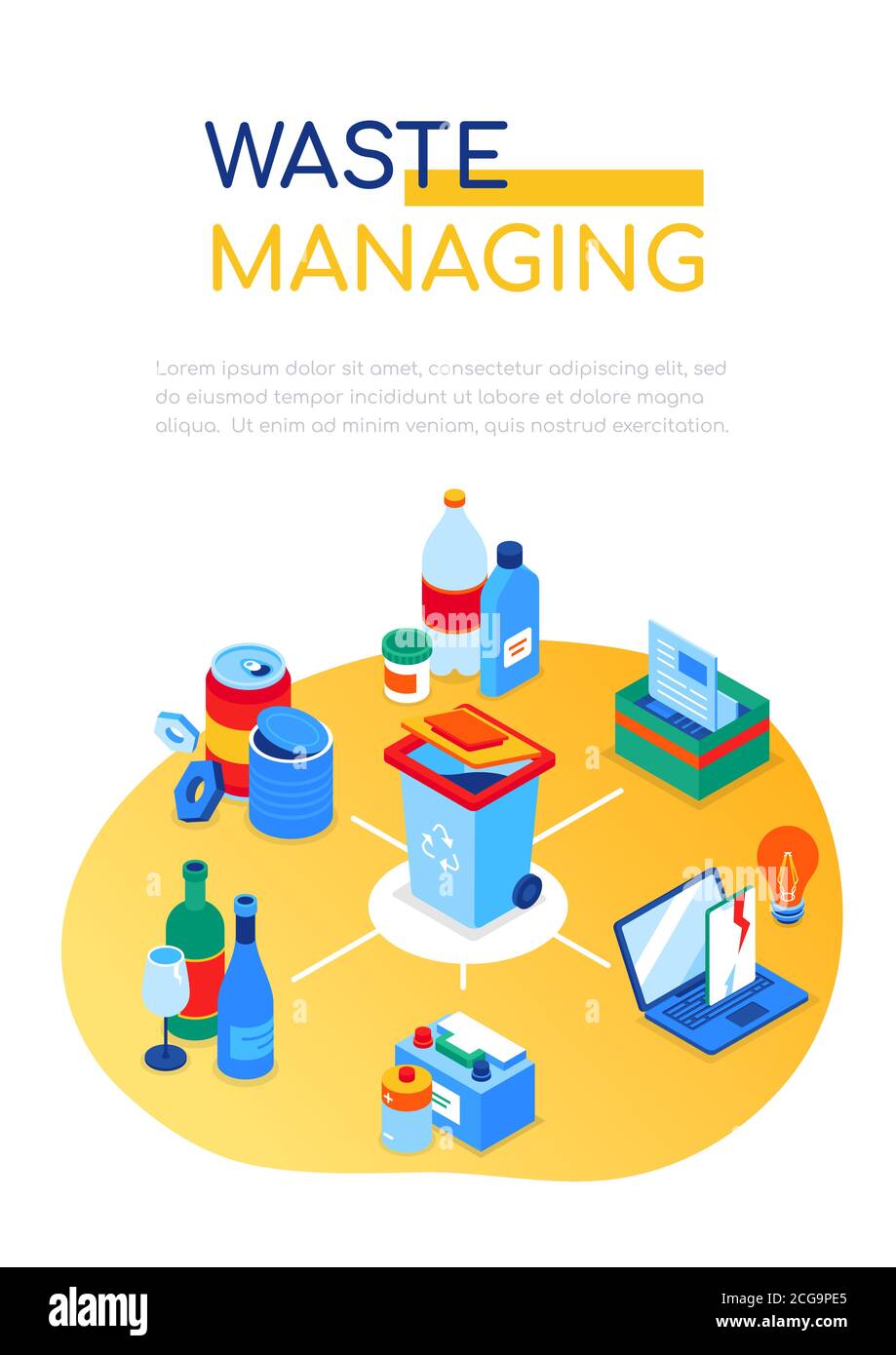 Waste managing - modern colorful isometric web banner Stock Vector ...