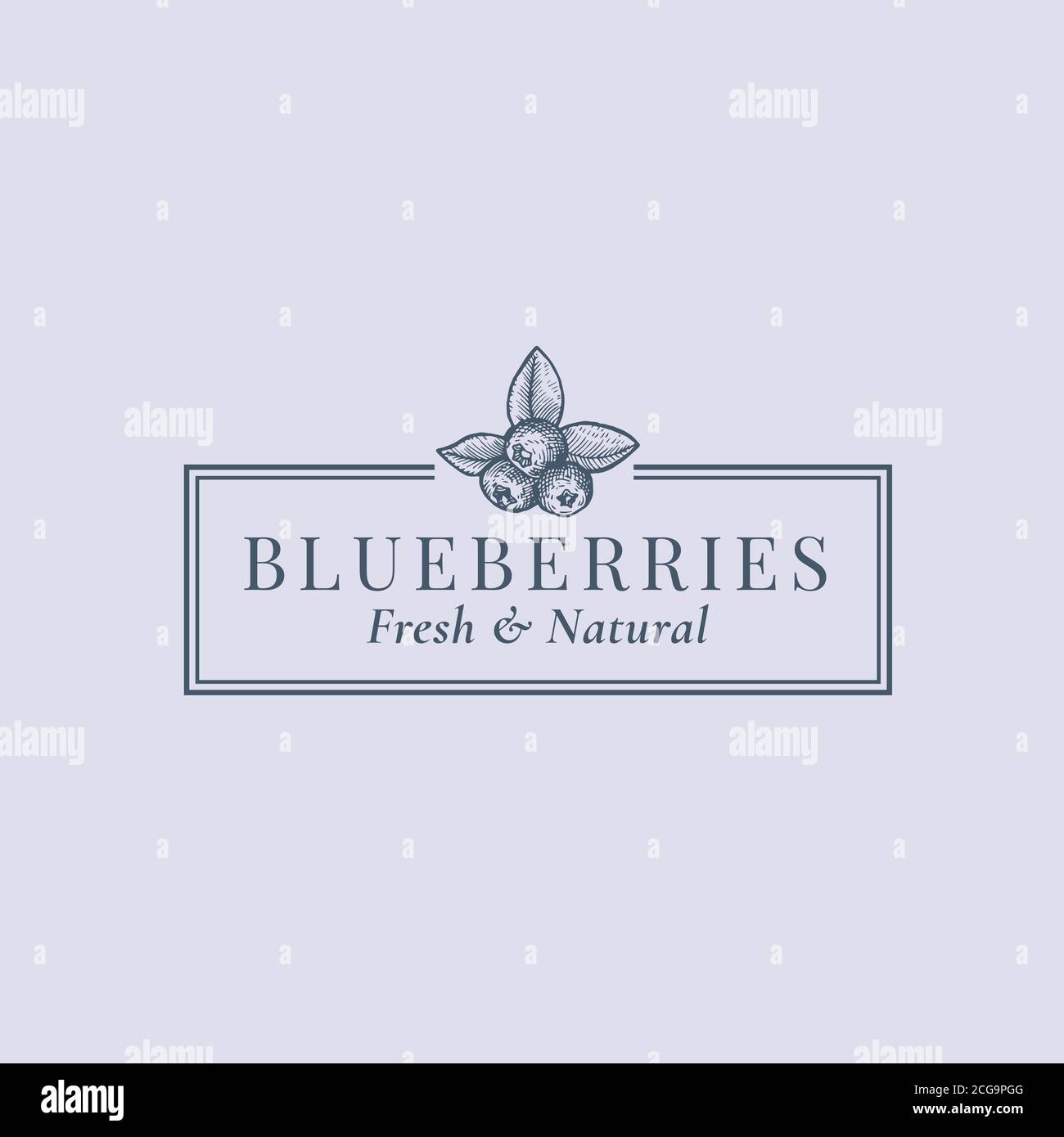 Blueberries Abstract Vector Sign, Symbol or Logo Template. Berries with ...