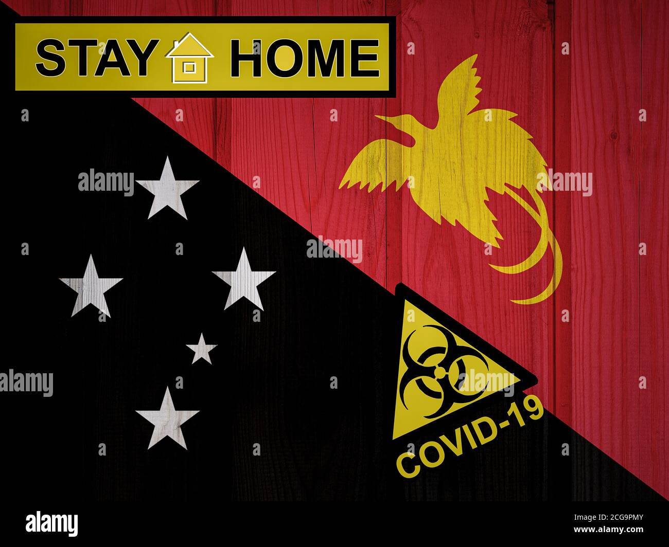 Flag of the Papua New Guinea in original proportions. Quarantine and ...