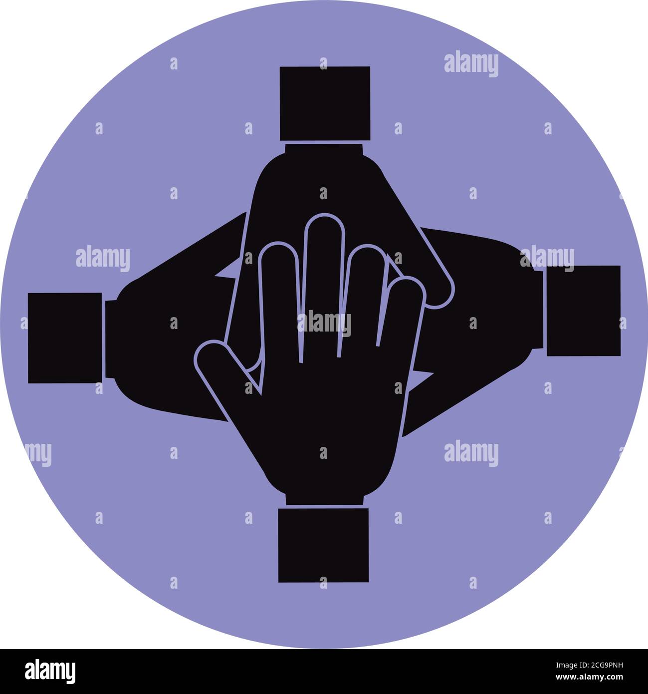 together, hands support teamwork society pictogram, block silhouette ...