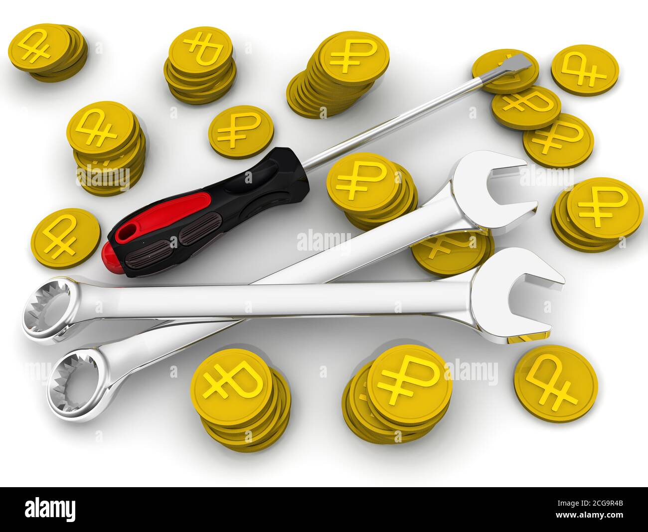 Earnings on repair and maintenance. One screwdriver and two spanners ...