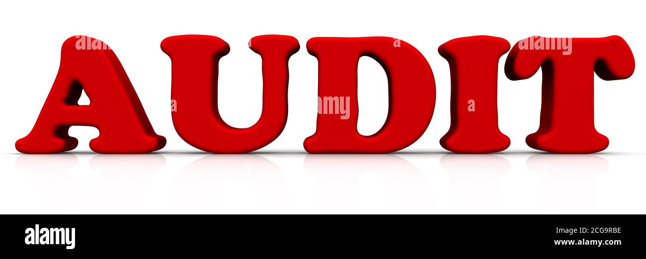 Audit. Red word AUDIT on a white background Stock Photo - Alamy