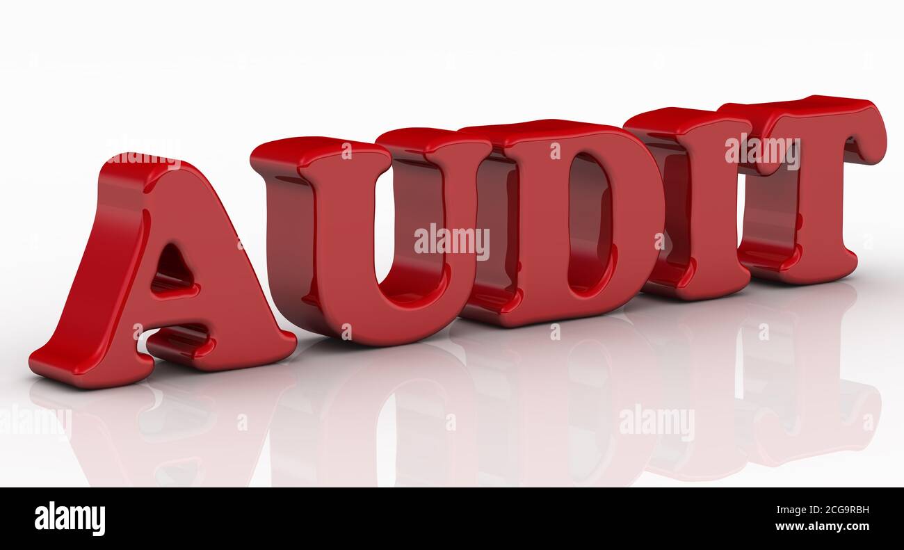 Audit. Red word AUDIT on a white background Stock Photo - Alamy