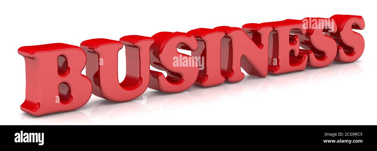 Business. Red word BUSINESS on a white background. Isolated. 3D ...