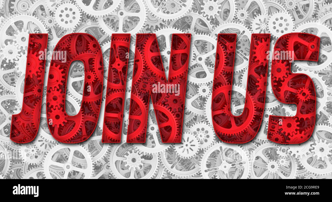 Join US. Red text JOIN US on the background image from red gars and ...