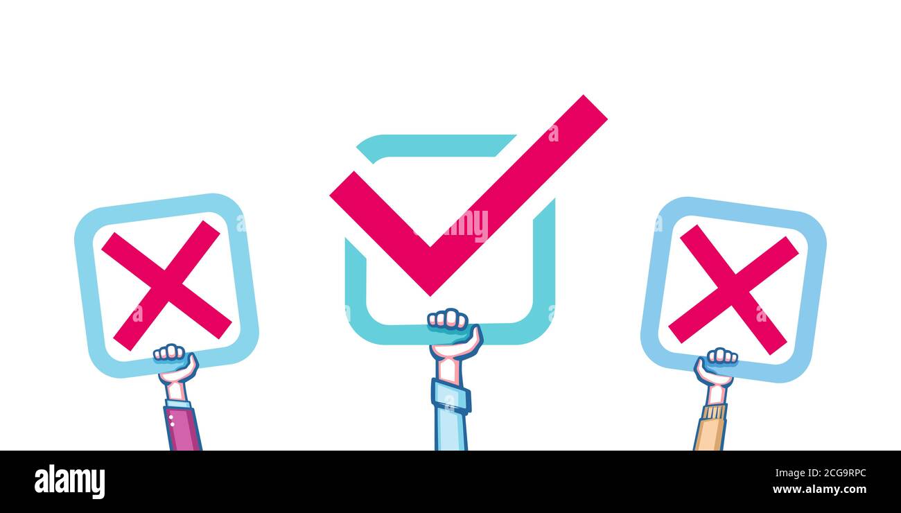 Voting concept, election. Choice, dispute, opposition. Check mark and ...