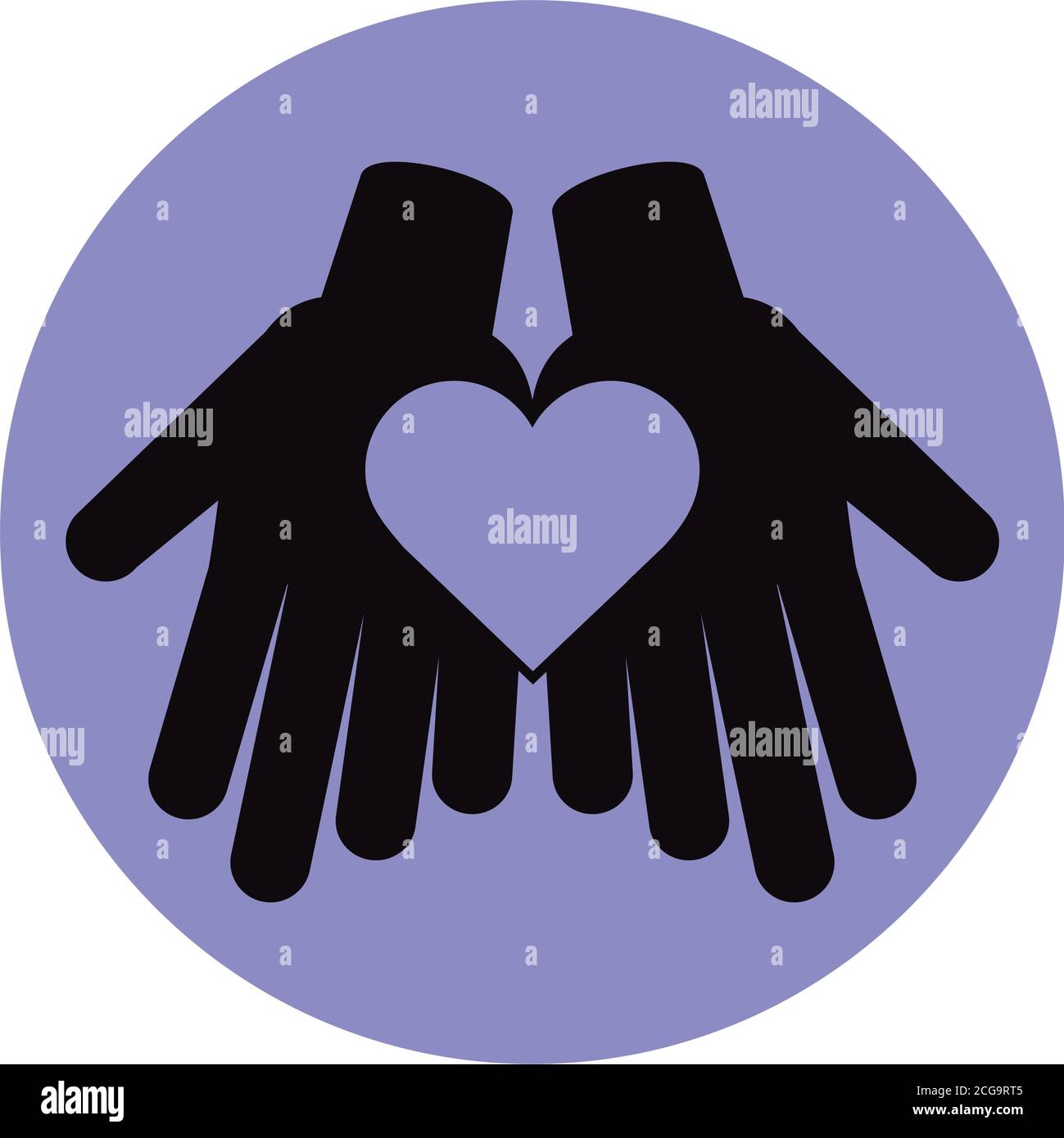 together, hands with heart friendly social pictogram block silhouette ...