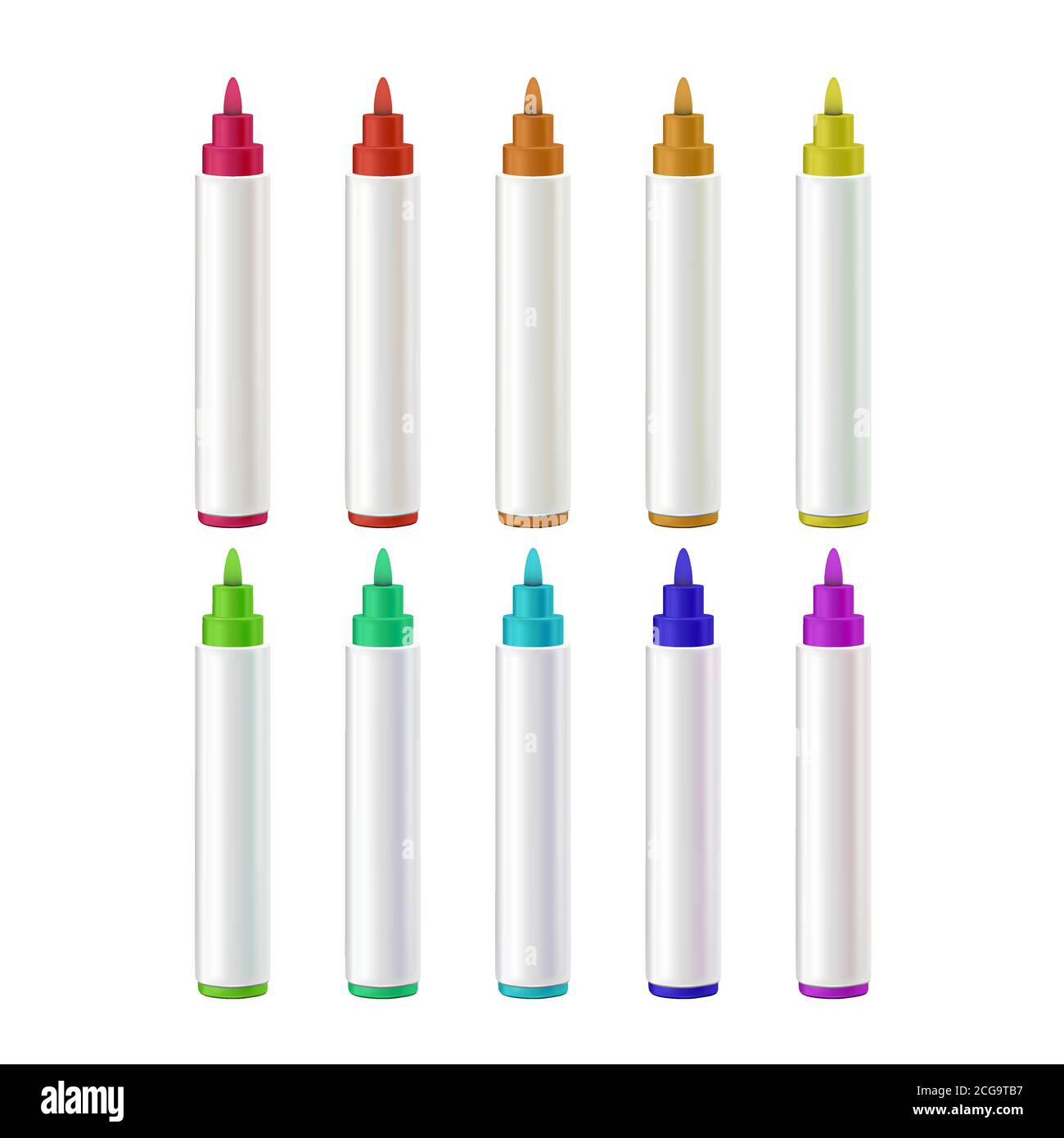 Marker Pens Stationery Accessories Set isolated illustration Stock ...