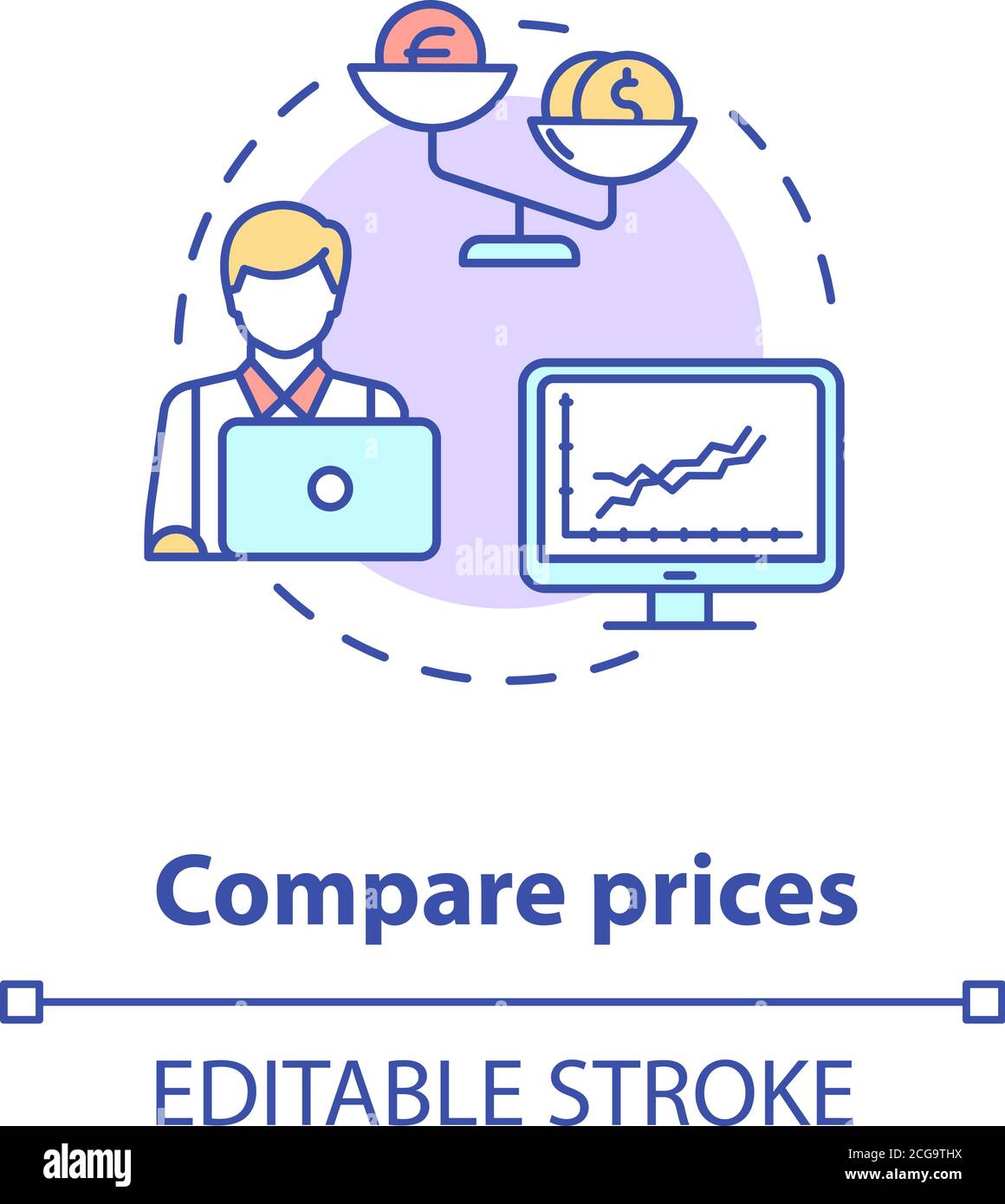 Compare prices concept icon Stock Vector Image & Art - Alamy