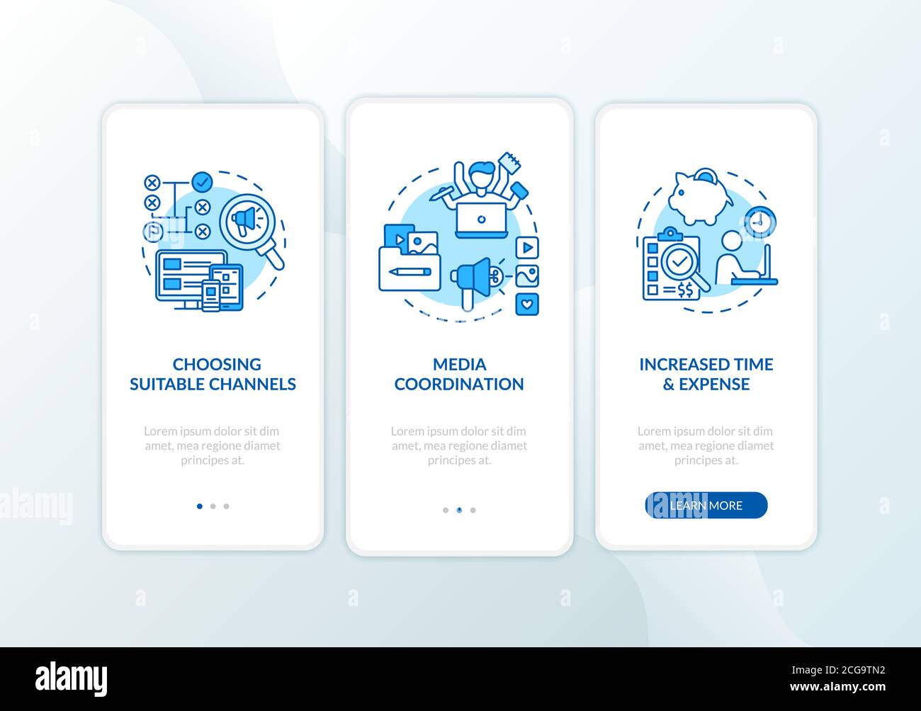 Marketing channel strategy onboarding mobile app page screen with ...