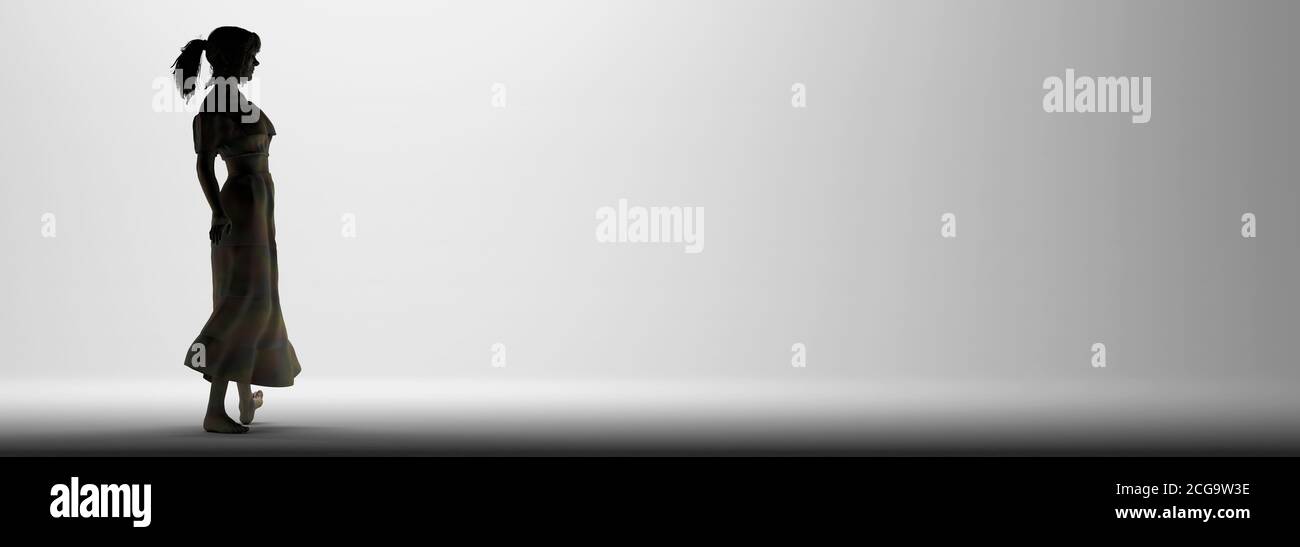 3d illustration, backlit model posing in studio Stock Photo - Alamy