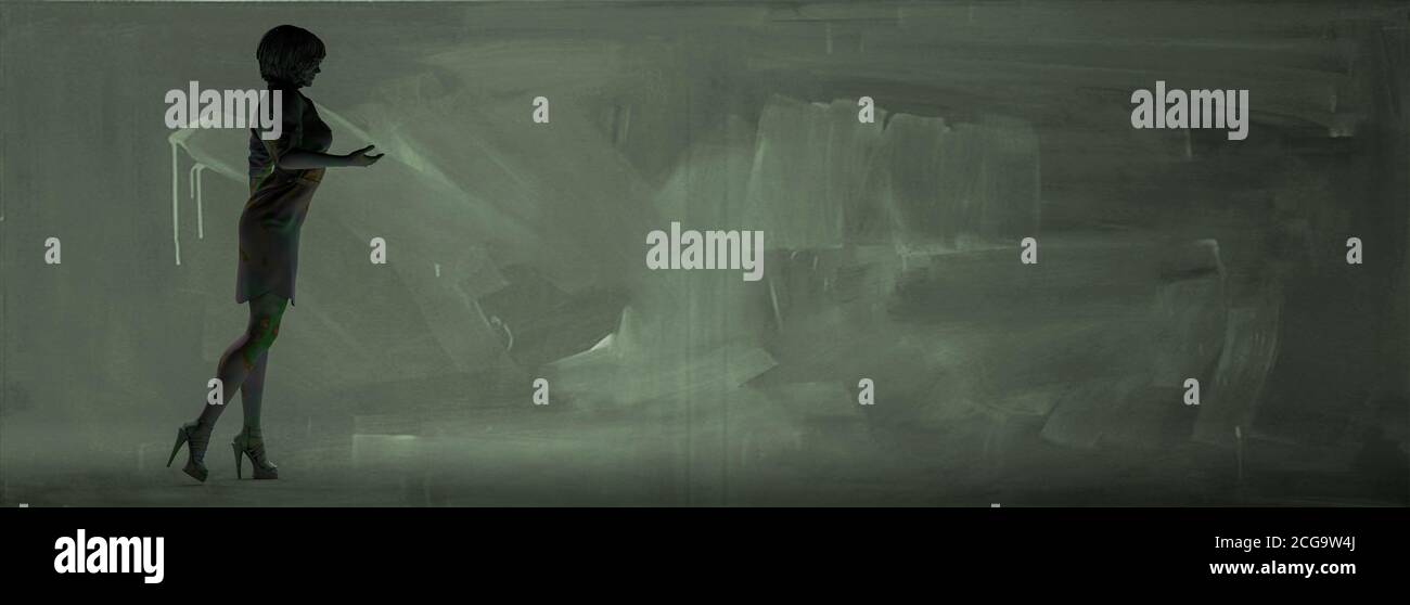 3d illustration, backlit model posing in studio Stock Photo - Alamy