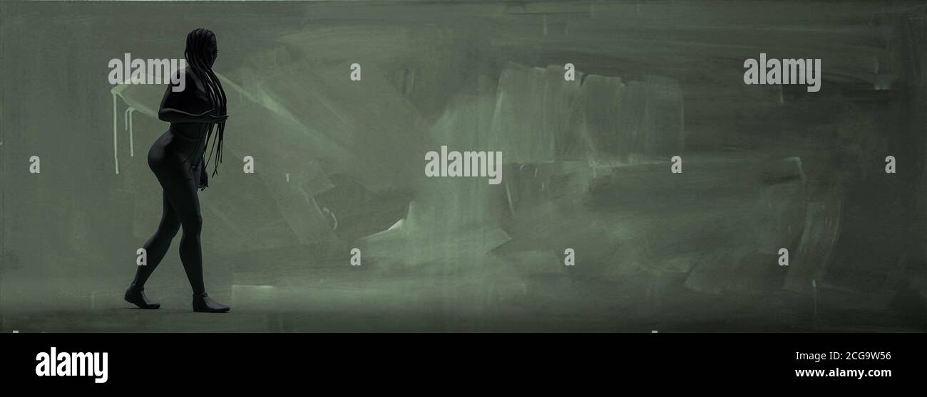 3d illustration, backlit model posing in studio Stock Photo - Alamy