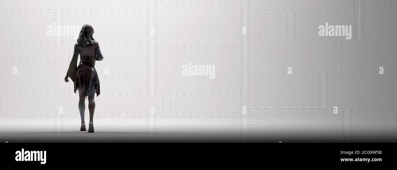 3d illustration, backlit model posing in studio Stock Photo - Alamy