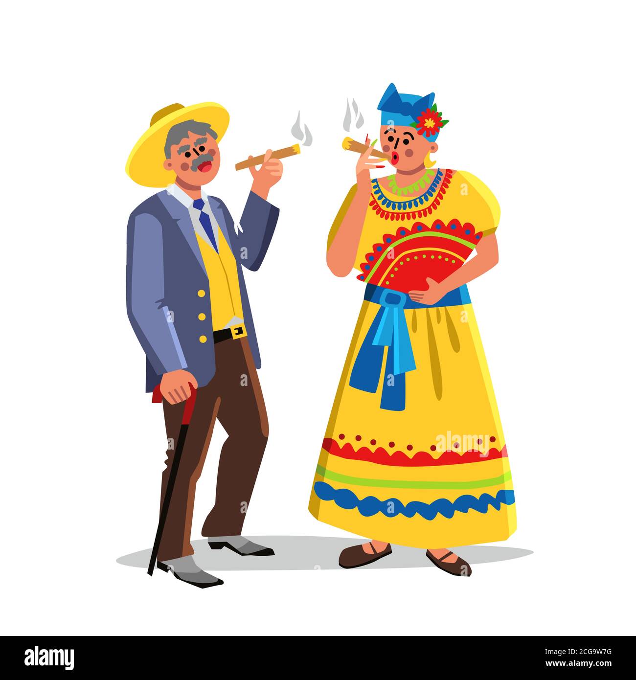 Woman smoking cigar havana Stock Vector Images - Alamy