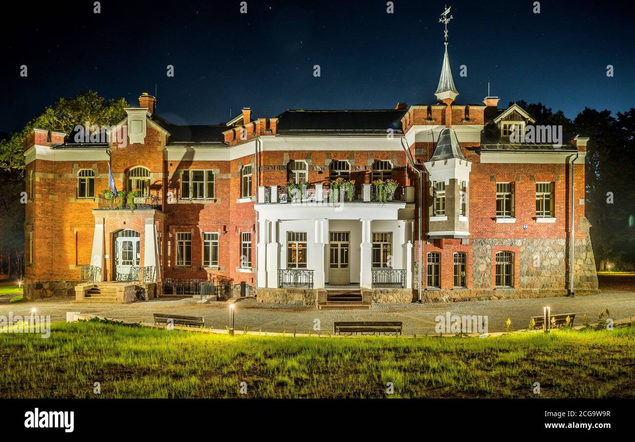 Renovated Luznava manor at Latvia, 2017. Night scape Stock Photo - Alamy
