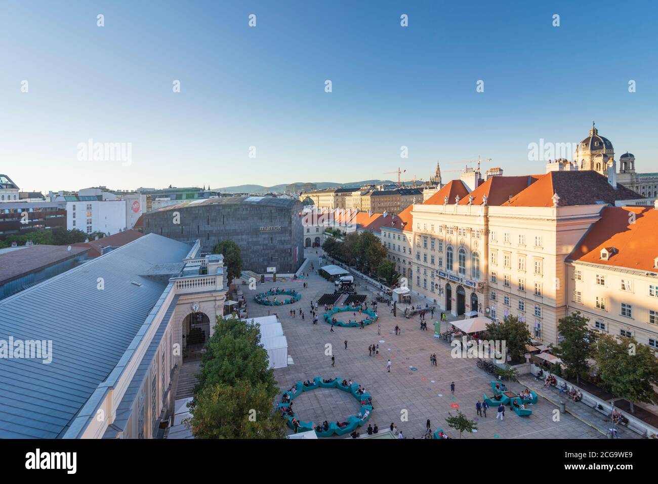 Wien, Vienna: MuseumsQuartier (MQ), view to Naturhistorisches Museum ...