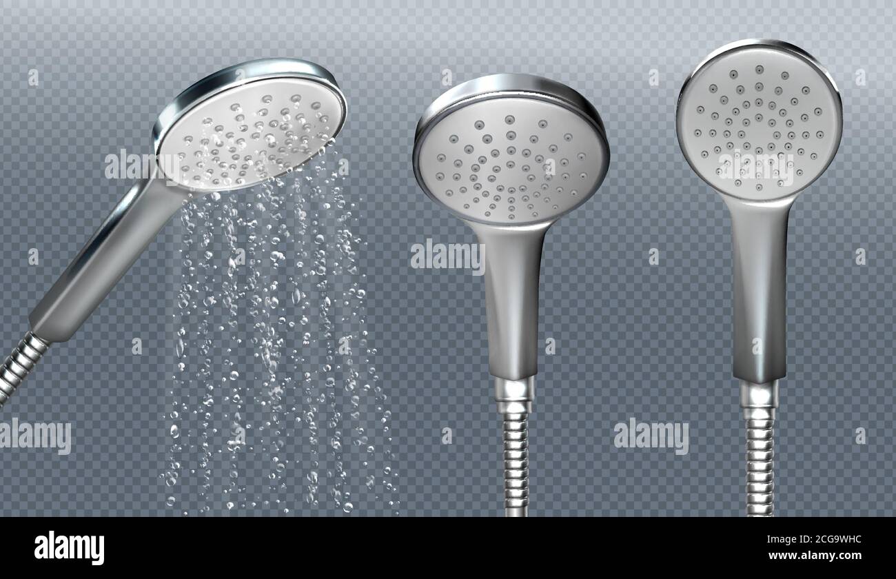 Shower head with water spray isolated on transparent background. Vector ...