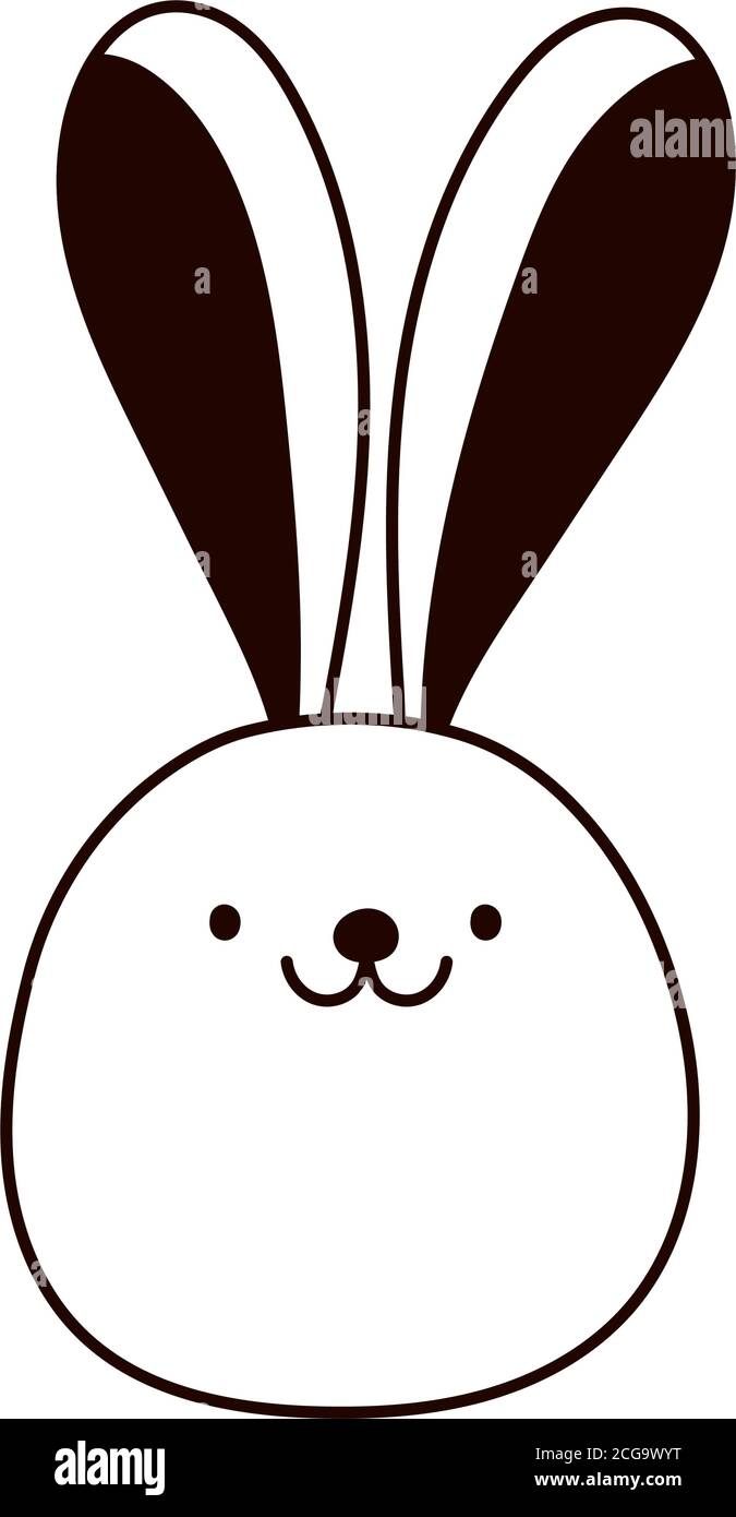 bunny face animal cartoon isolated icon line style vector illustration ...