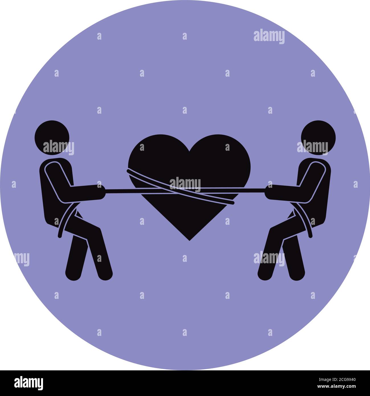 together people heart tied ribbon pictogram block silhouette icon ...