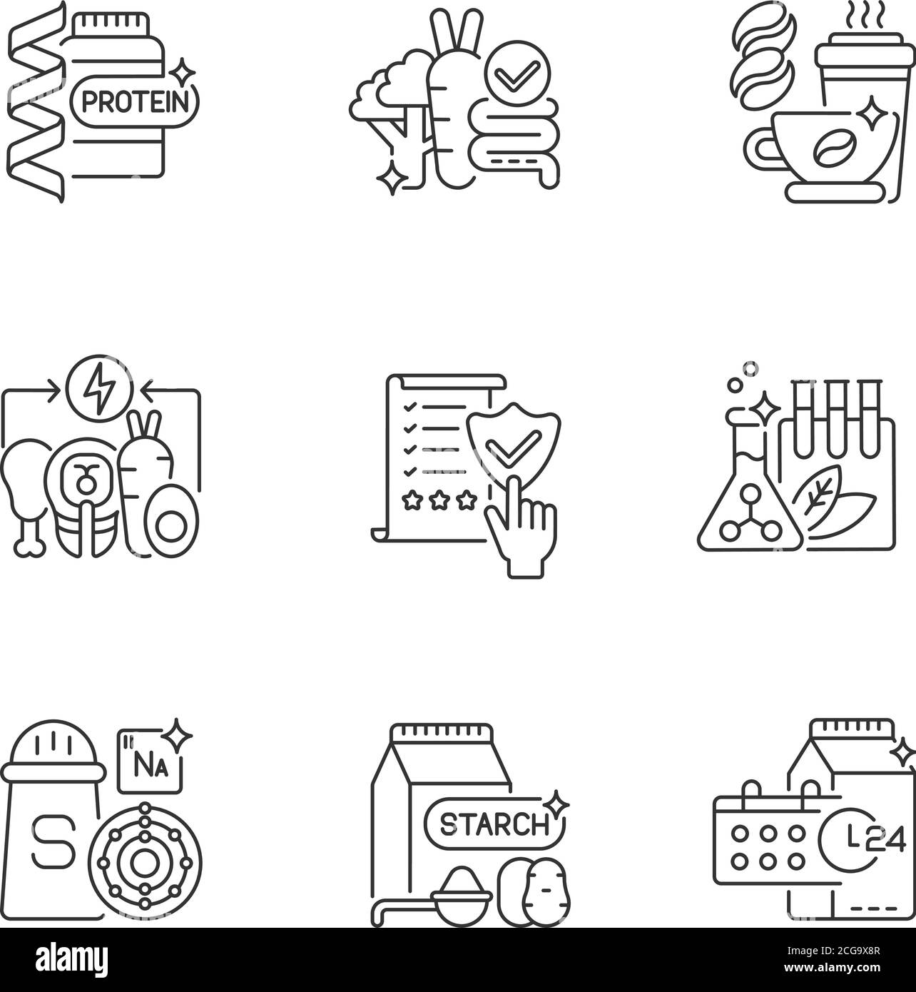 Nutrient food linear icons set Stock Vector Image & Art - Alamy