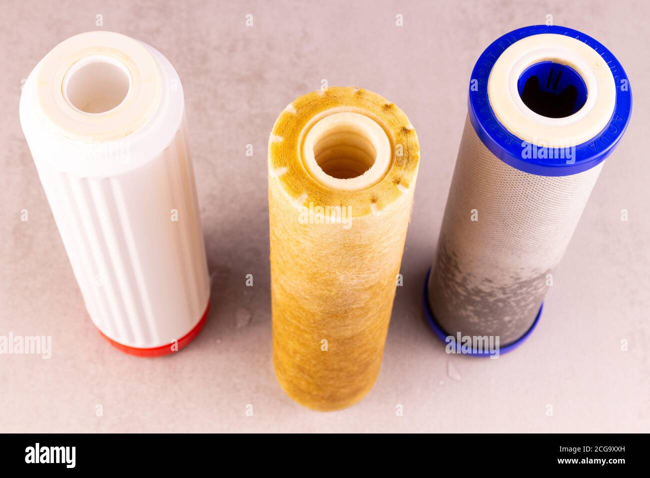 there are three filters on the table after dirty drinking water Stock ...