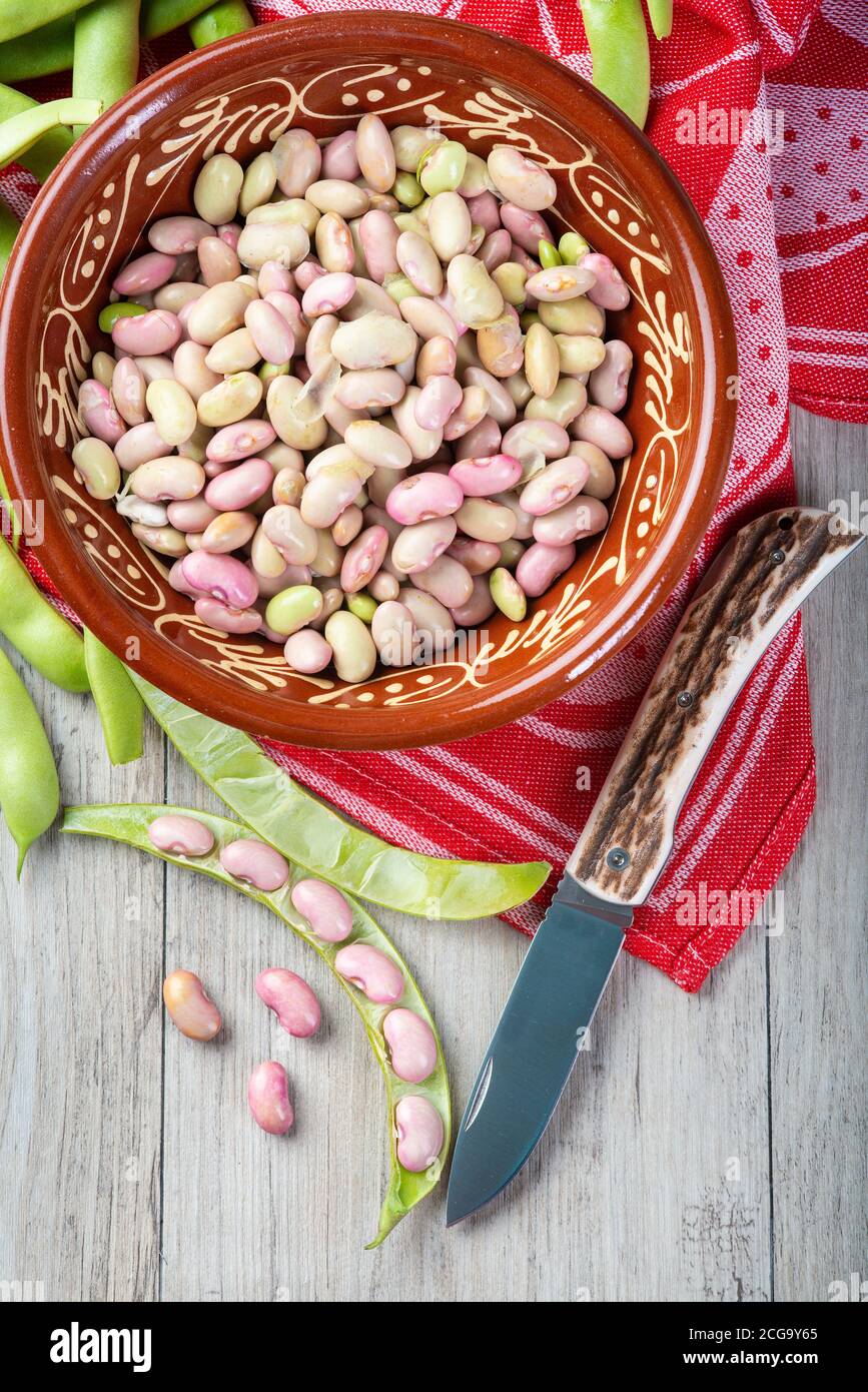 Getting beans from their pods and preparing them for cooking in the ...