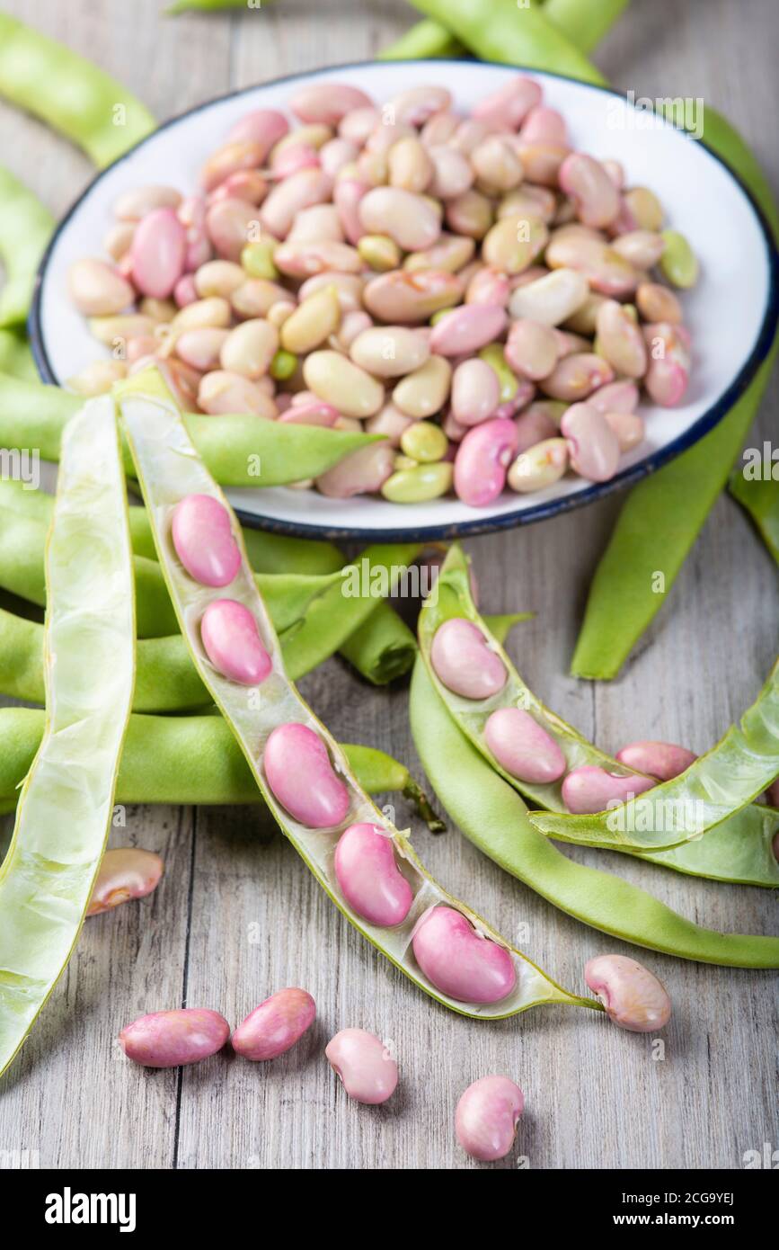 Getting beans from their pods and preparing them for cooking in the ...