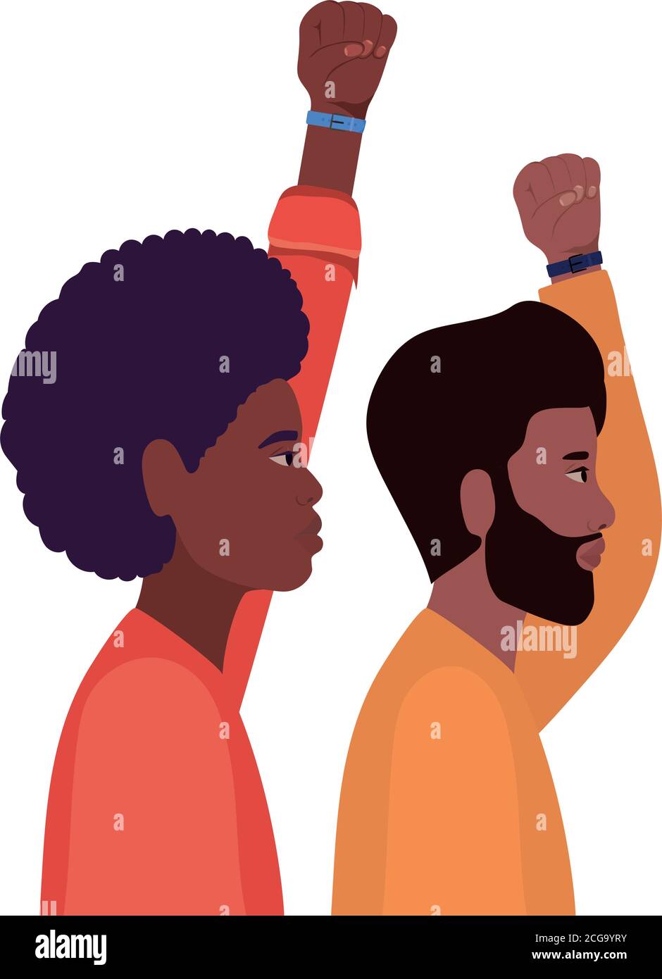 men cartoons with fist up in side view vector design Stock Vector Image ...