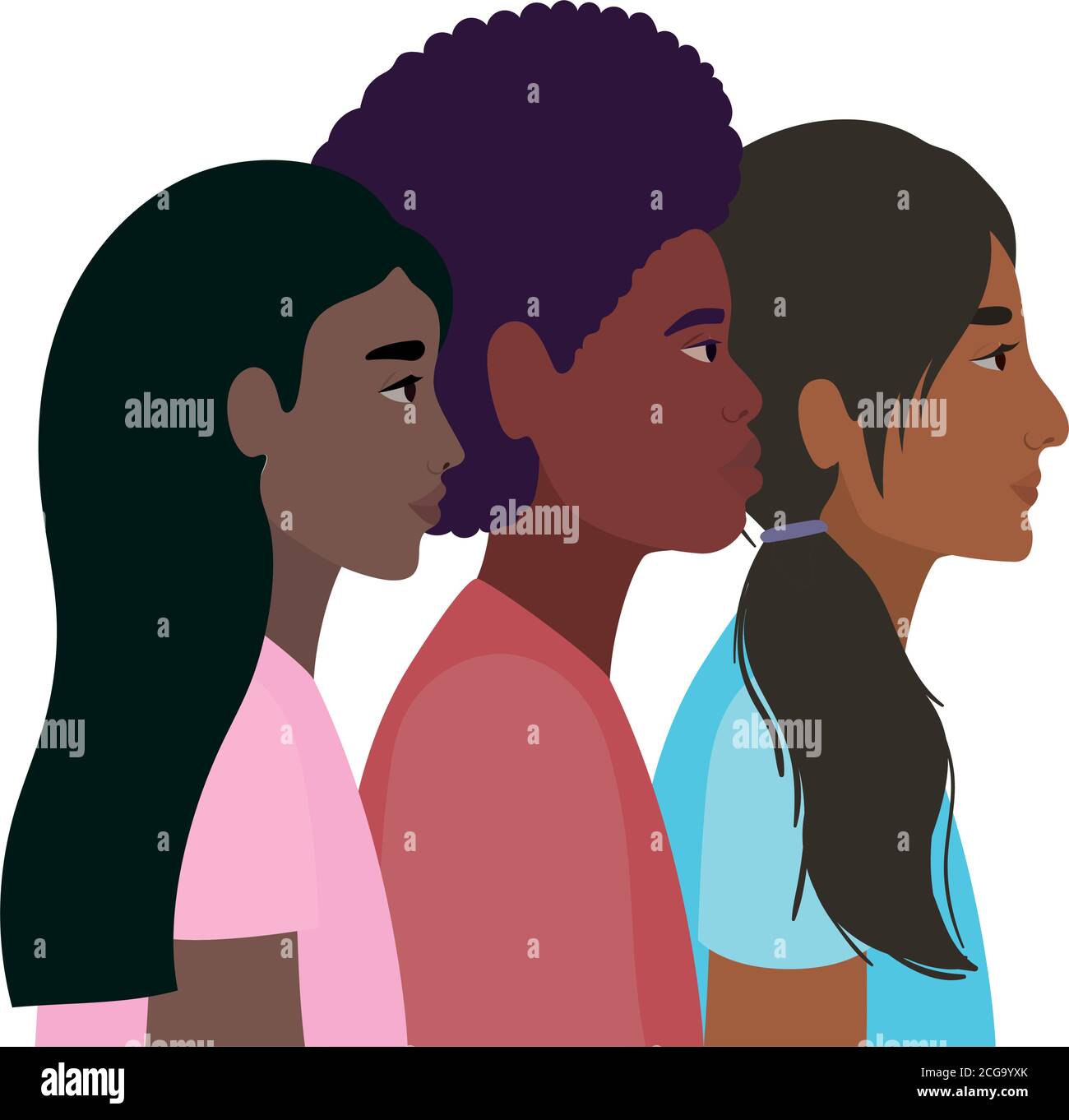 diversity skins of black women and man cartoons vector design Stock ...