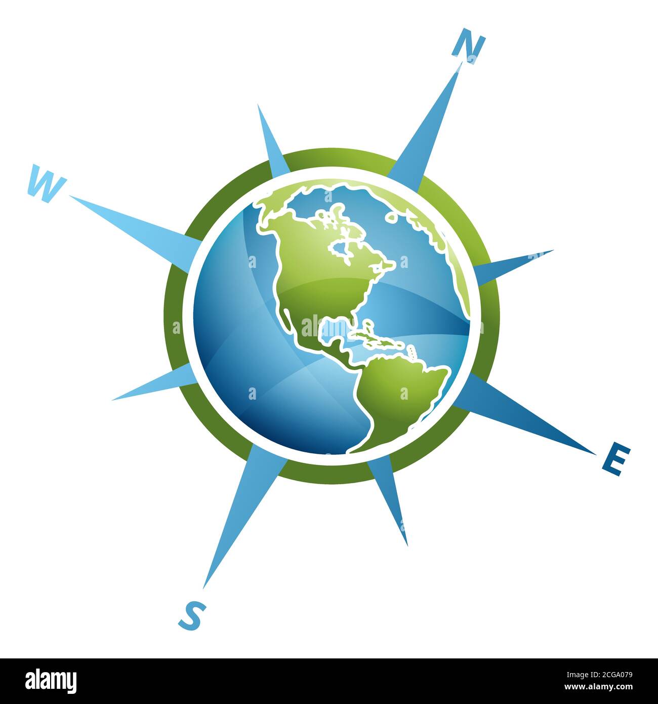 Modern and colorful design compass with globe for element design symbol ...
