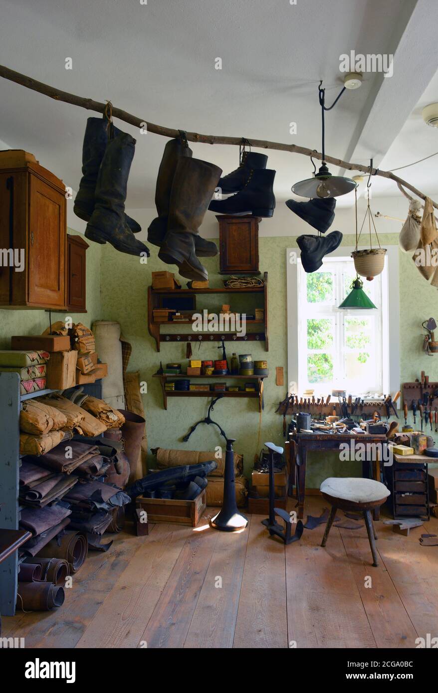 Hohenfelden, Germany 08-08-2020 interior view of an shoe maker ...
