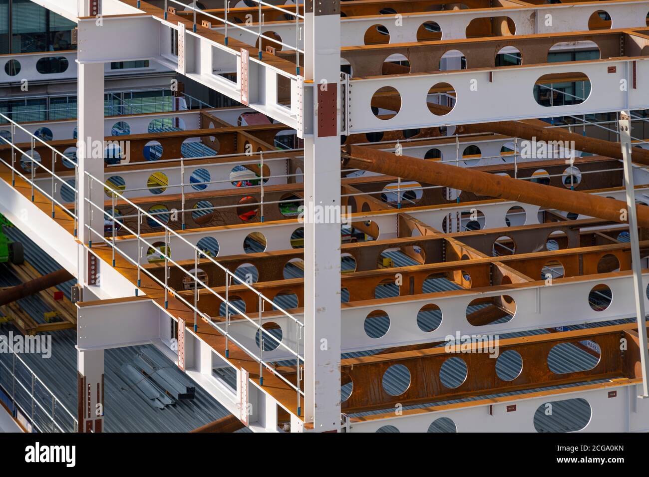 Steel beamed building being constructed in Moorgate, London Stock Photo ...