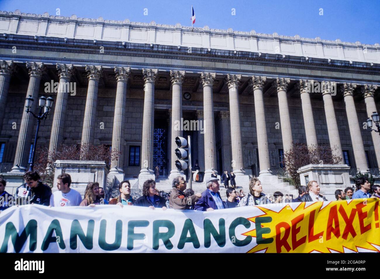 Demonstrators march to support Manufrance workers, Lyon, 1993, France ...