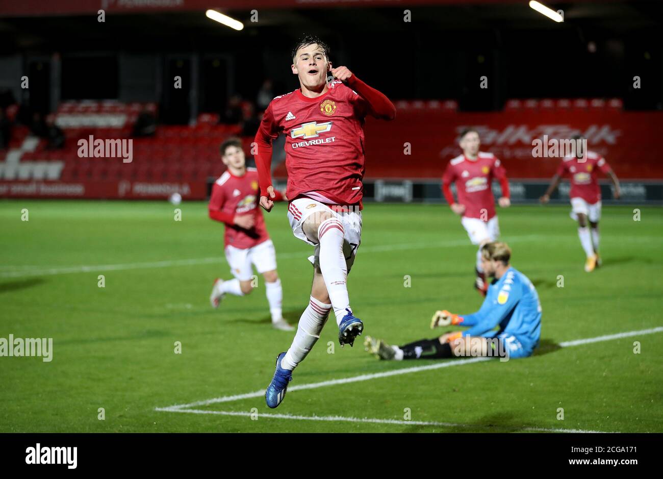 Manchester United's Mark Helm celebrates scoring his side's fifth goal ...