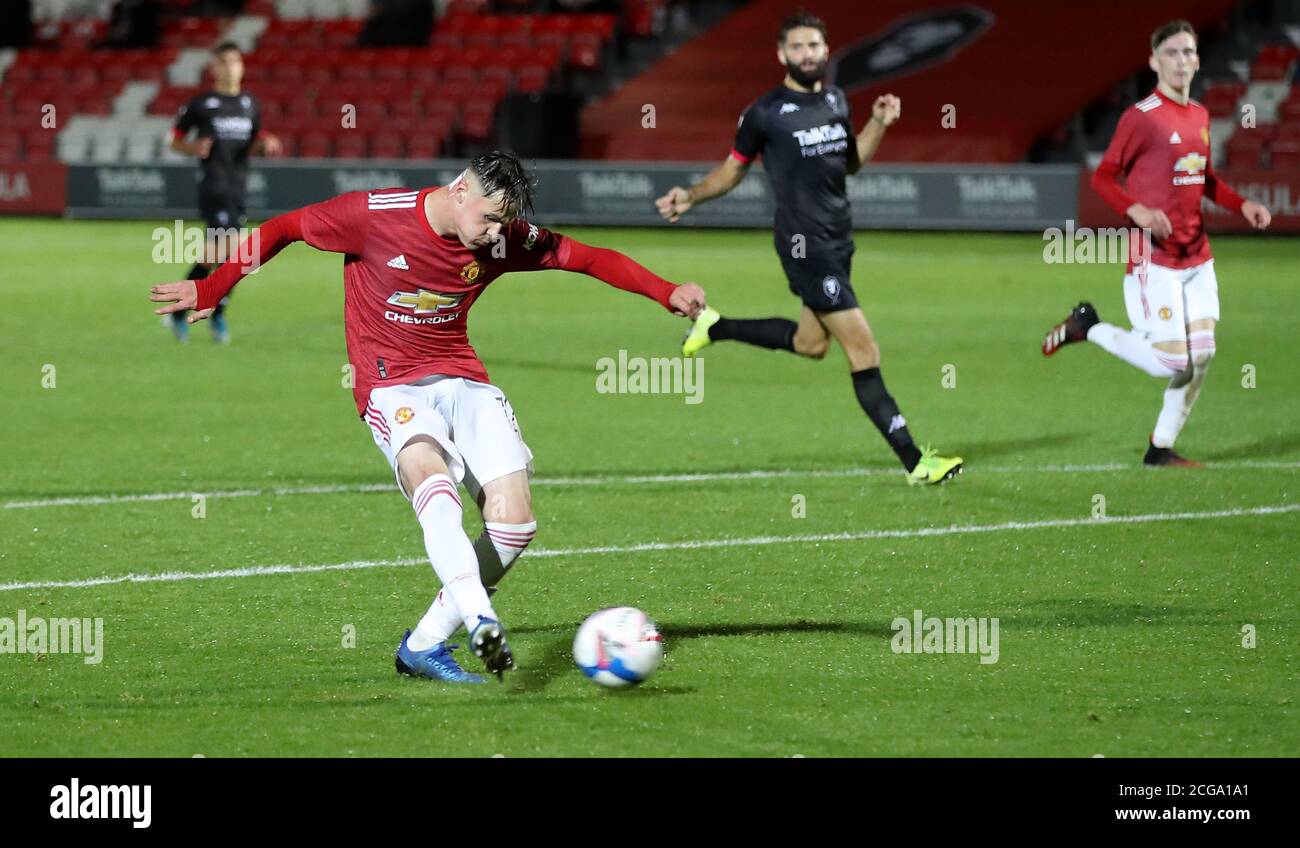 Manchester United's Mark Helm scores his side's fifth goal of the game ...