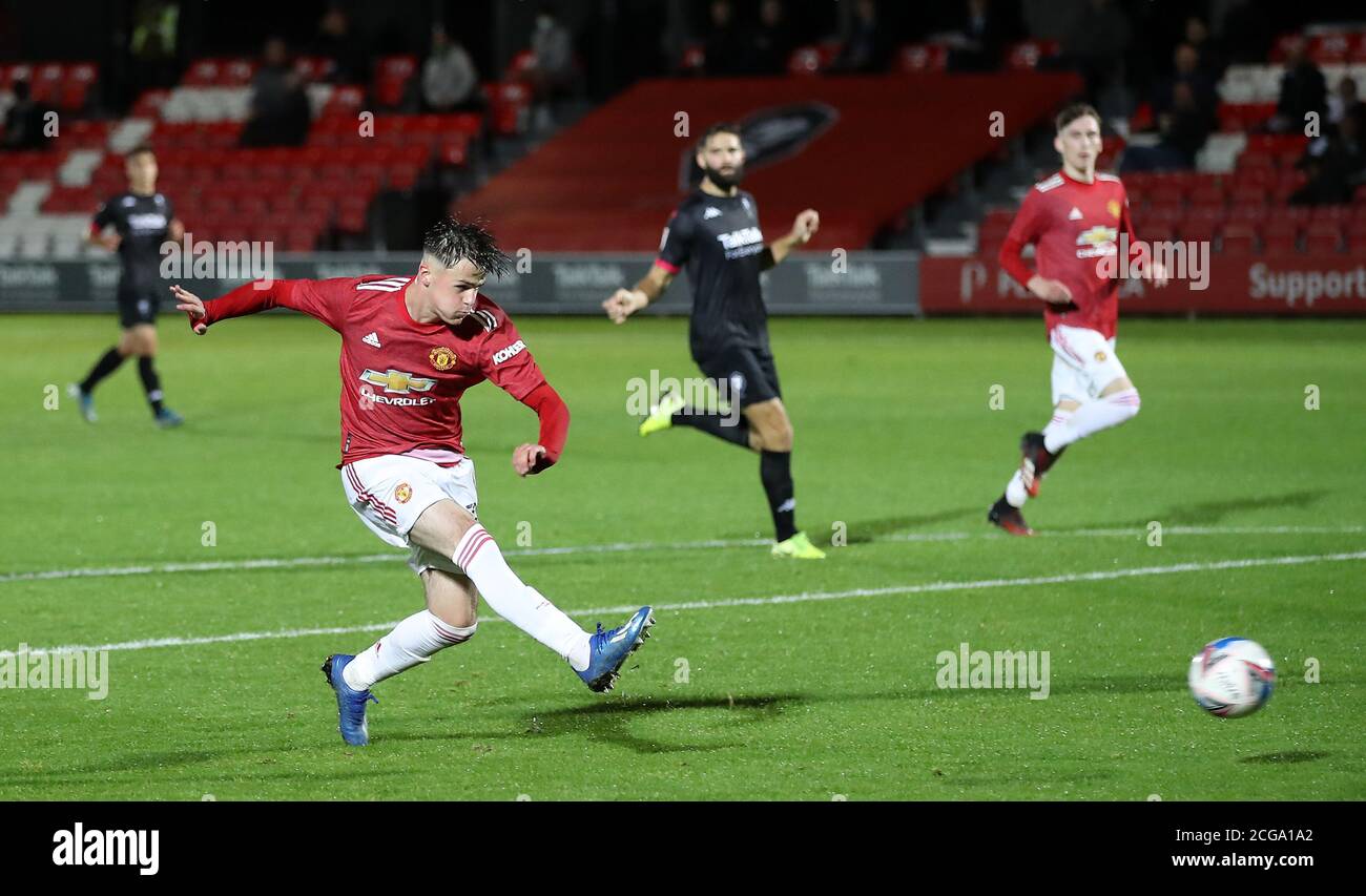 Manchester United's Mark Helm scores his side's fifth goal of the game ...