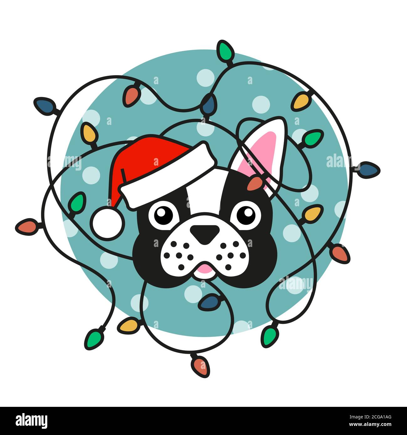 Cute bulldog in santa Stock Vector Images - Alamy